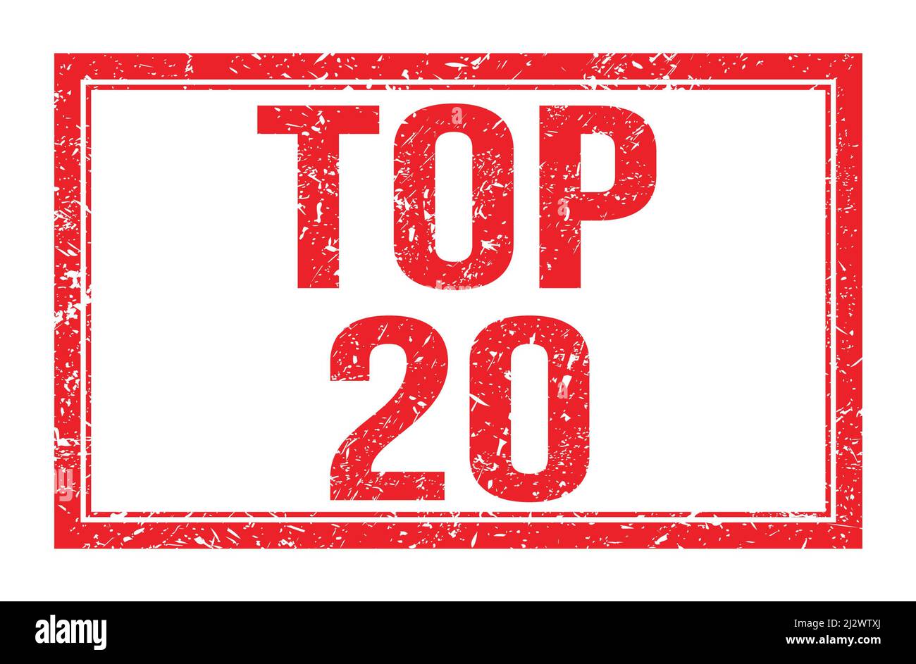 TOP 20, words written on red rectangle stamp sign Stock Photo - Alamy