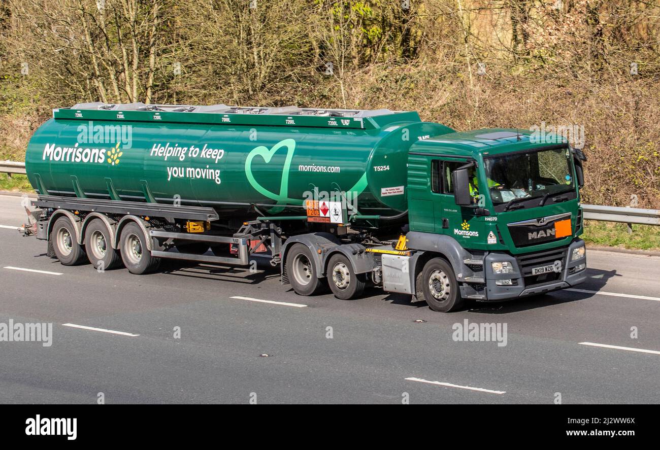 Morrisons green white supermarket petrol tanker, tanker truck, gas ...