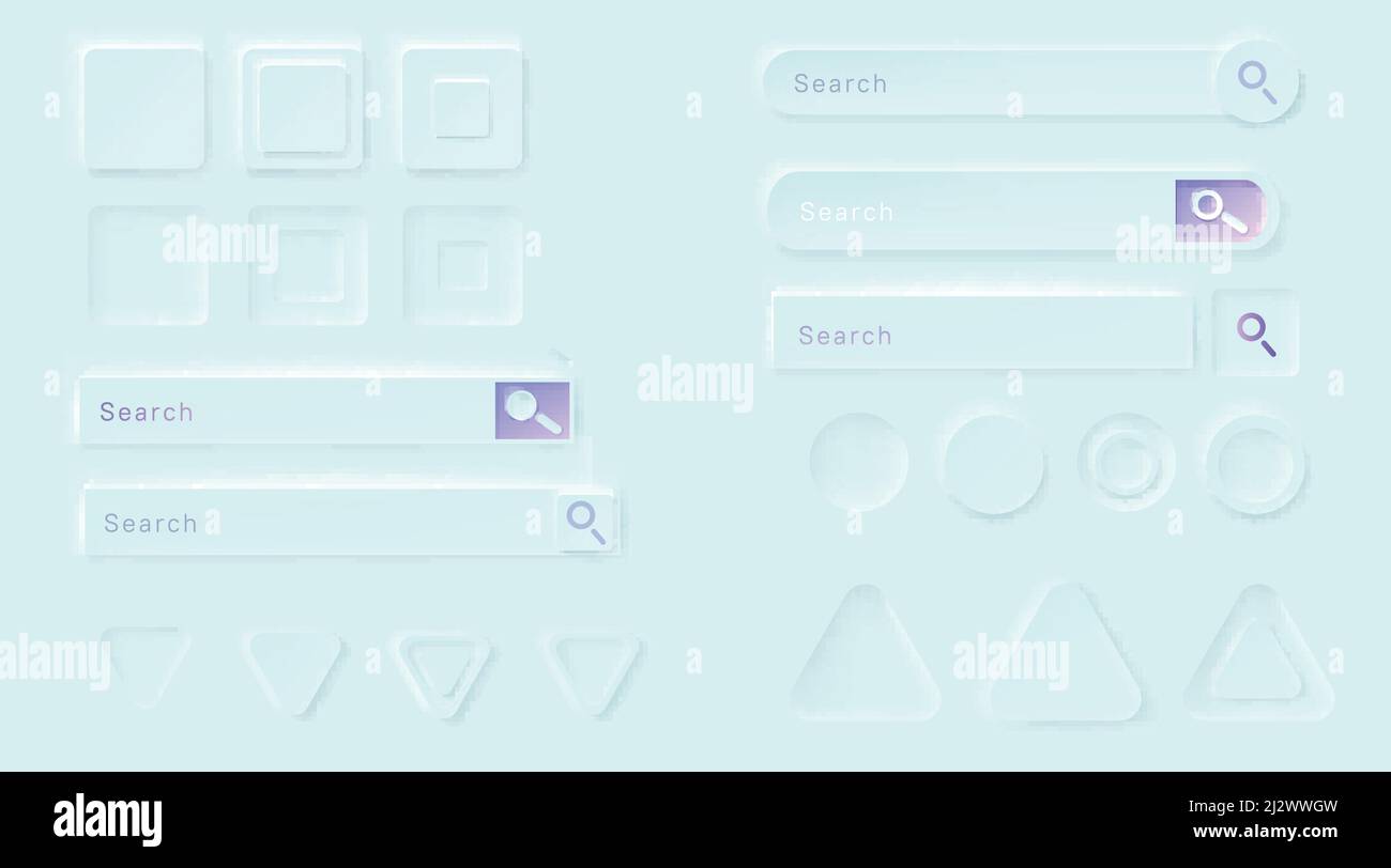 Neumorphic buttons for ui app. Vector 3d design elements for user ...