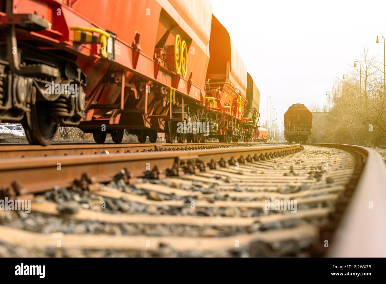 Train wagons carrying freight containers for shipping companies ...
