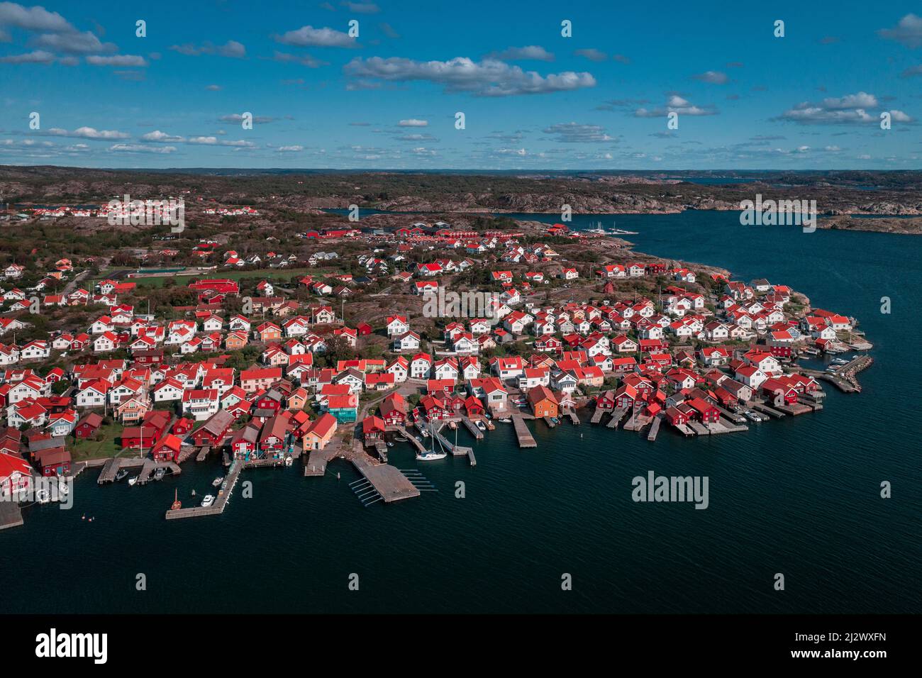Coast and village of Mollösund on the archipelago island of Orust on ...