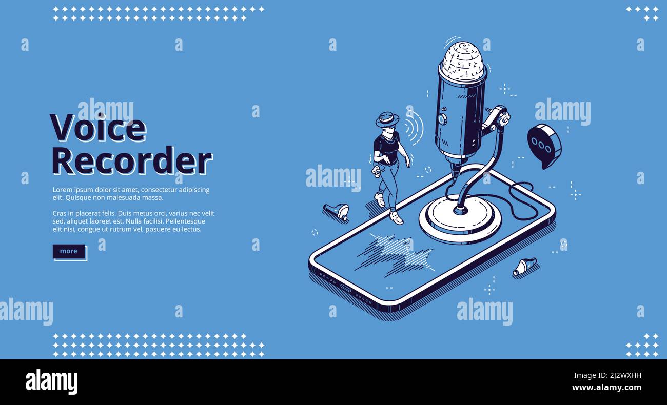 Voice recorder banner. Mobile technologies for recording sound, dictate ...