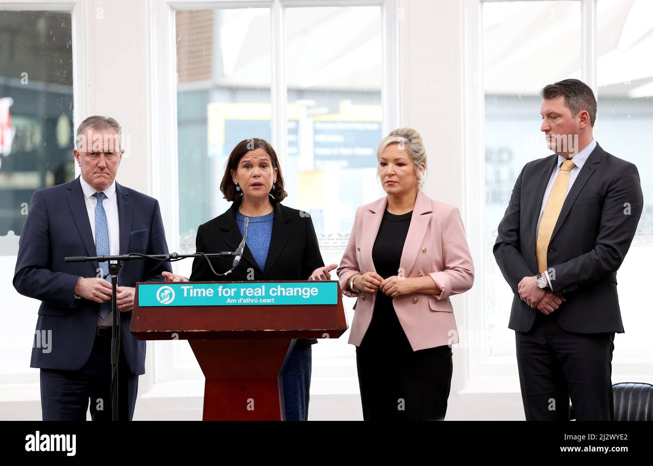 (left to right) Conor Murphy, Sinn Fein Leader Mary Lou McDonald, Sinn ...