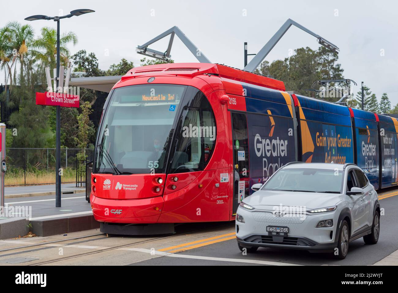 The Newcastle Light Rail line runs along Scott and Hunter Streets ...