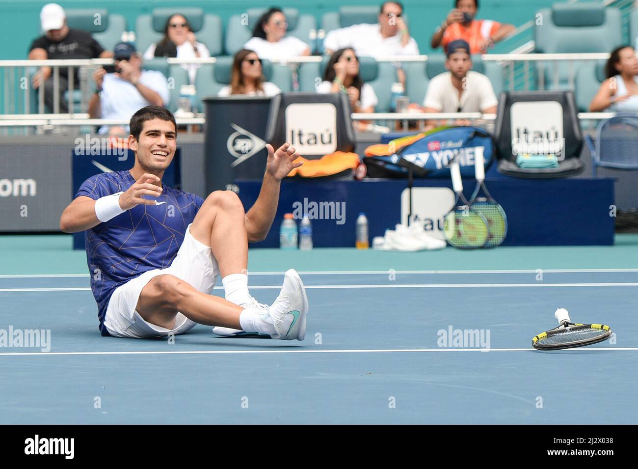 Carlos Alcaraz (ESP) defeated Casper Ruud (NOR) 7-5, 6-4, at the Miami ...