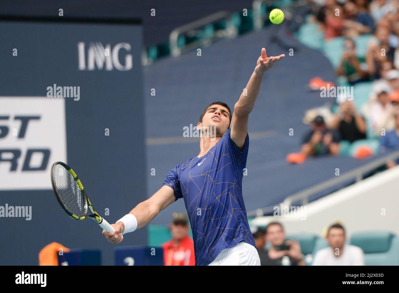 Carlos Alcaraz (ESP) defeated Casper Ruud (NOR) 7-5, 6-4, at the Miami ...