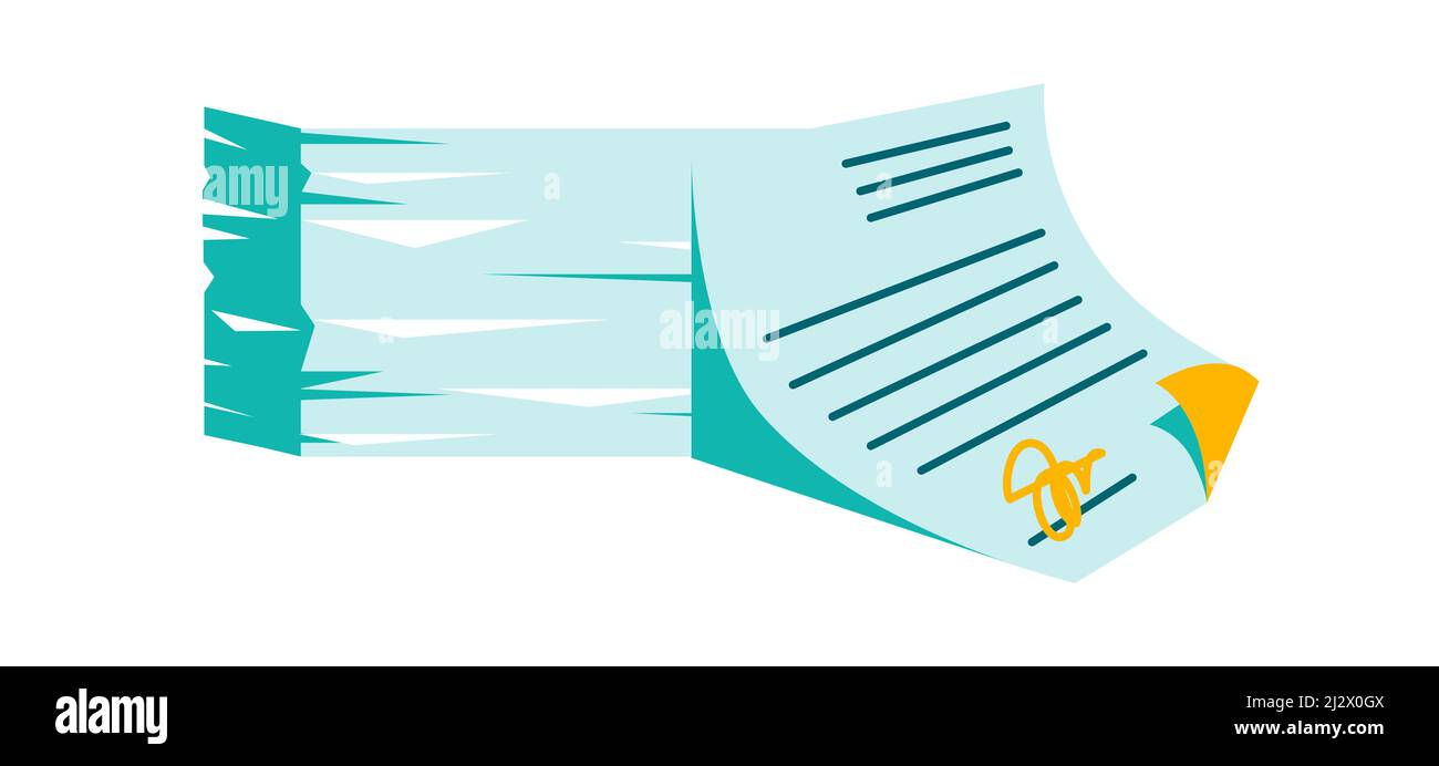 Stack of paper documents and signature agreement with seal, cartoon ...