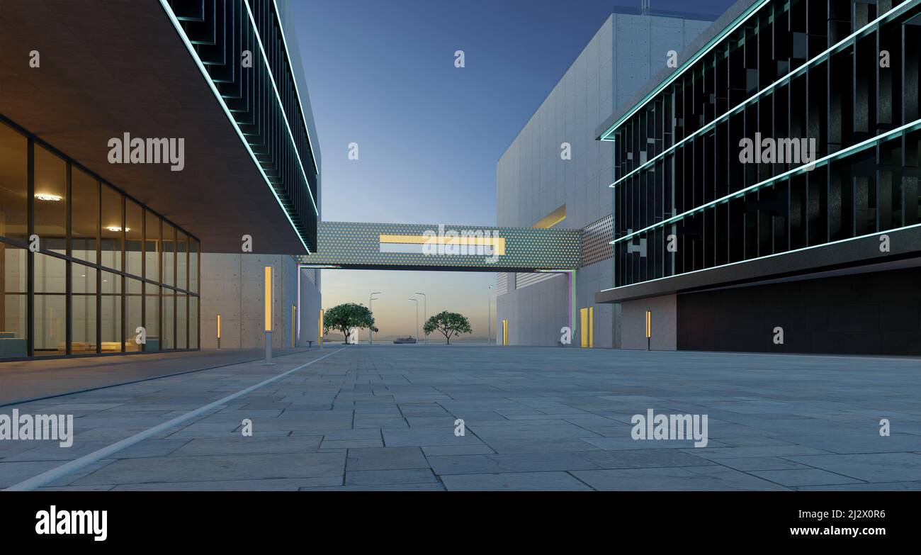The shoplot of urban modern building business office area. 3d rendering ...