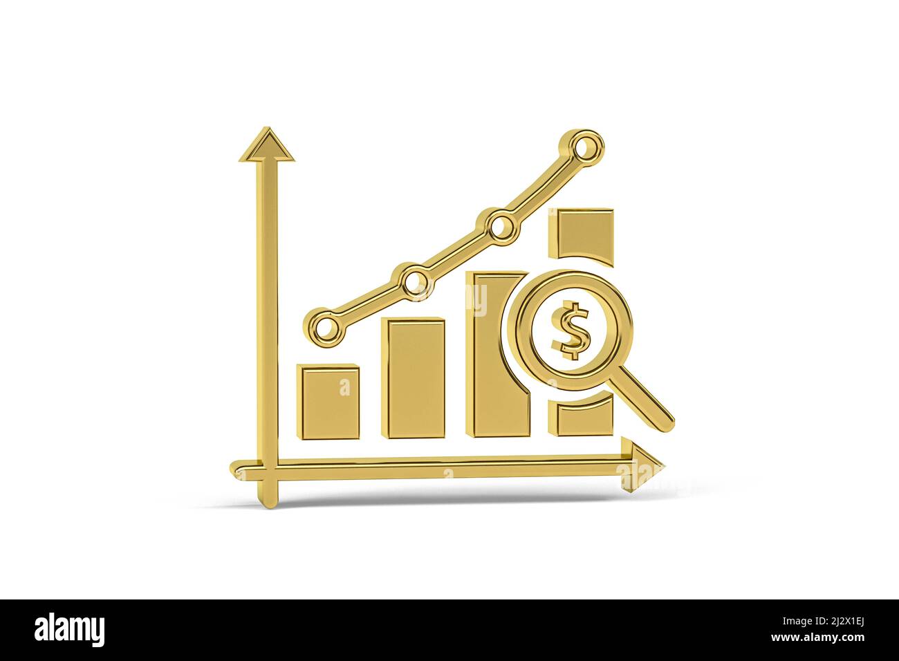 Golden 3d financial analysis icon isolated on white background - 3d ...
