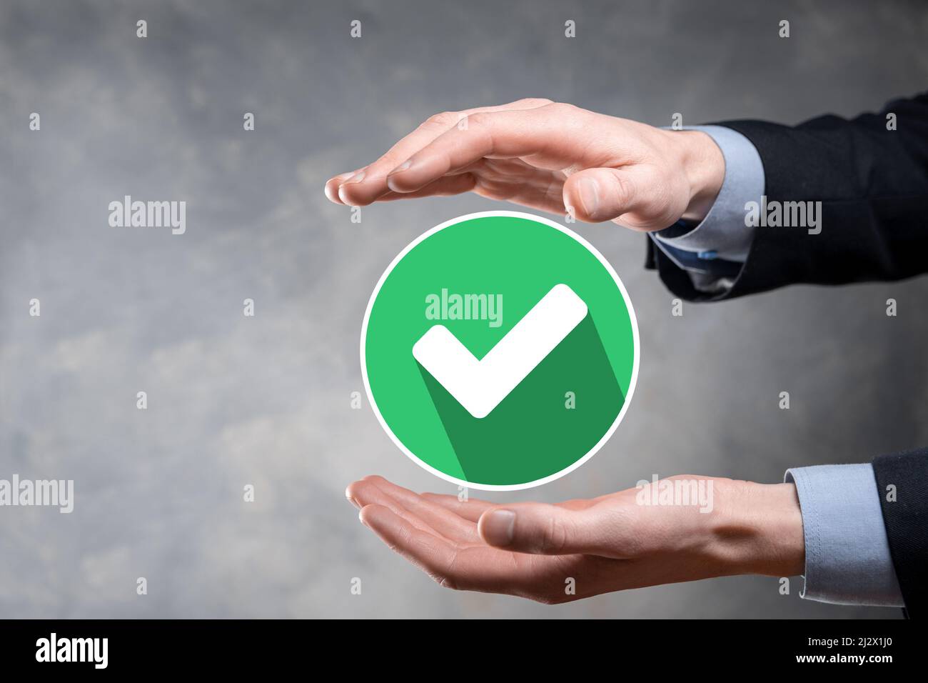 Hand holds green icon Check mark,Check Mark Sign, Tick Icon,right sign ...