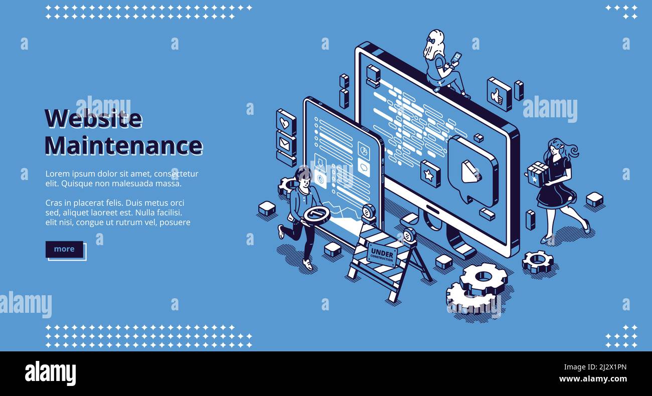 Website maintenance banner. Concept of update internet software ...
