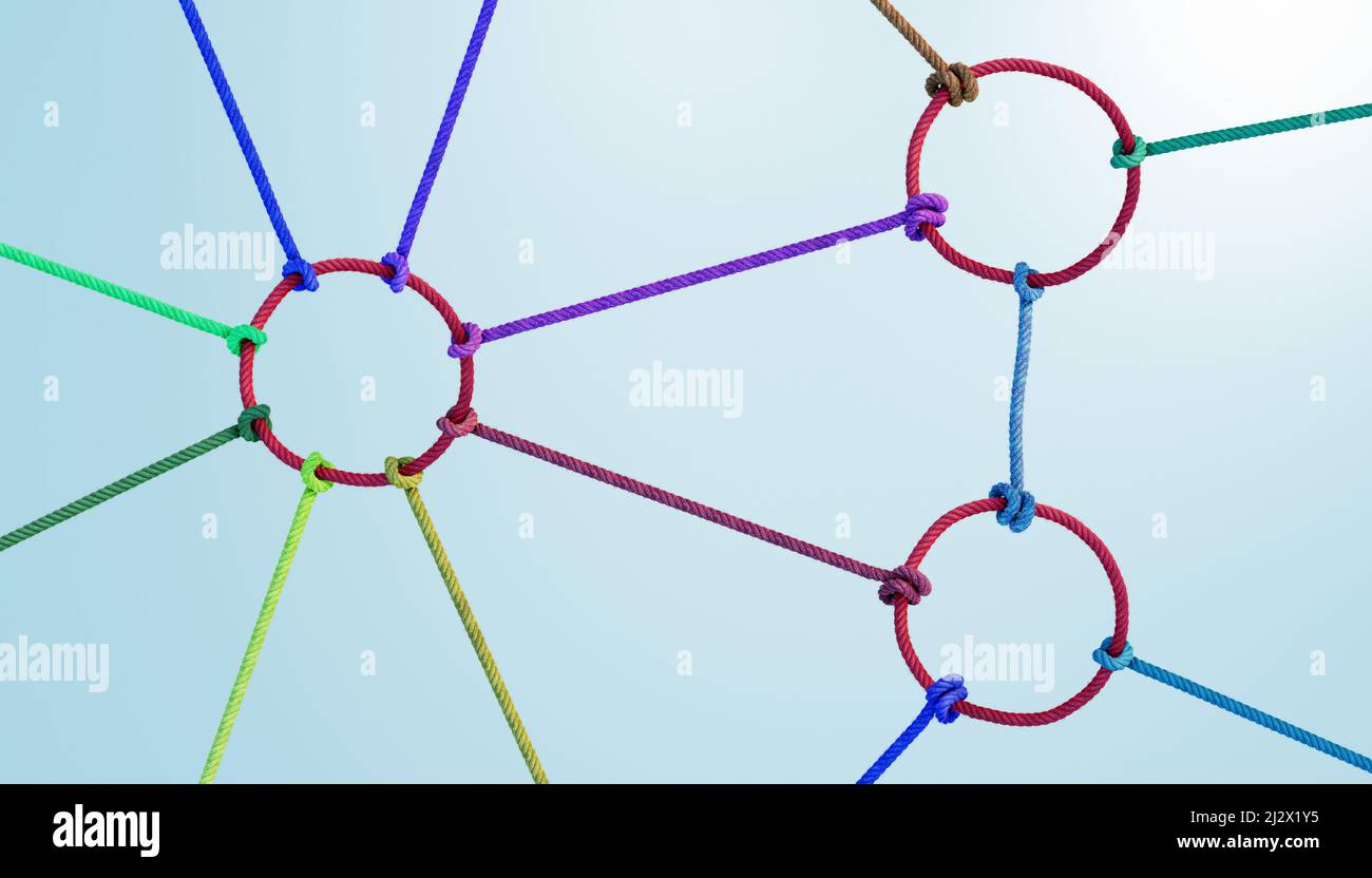 Colorful as diverse ropes connected together. Concept or metaphor of ...