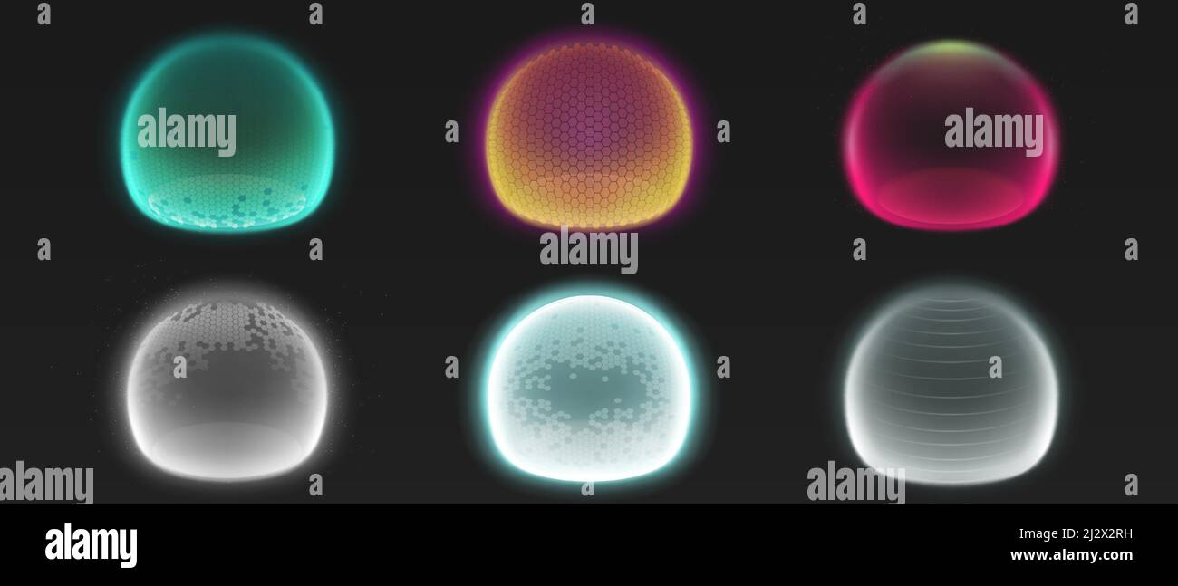 Force shield bubbles, energy glowing spheres or defense dome fields ...