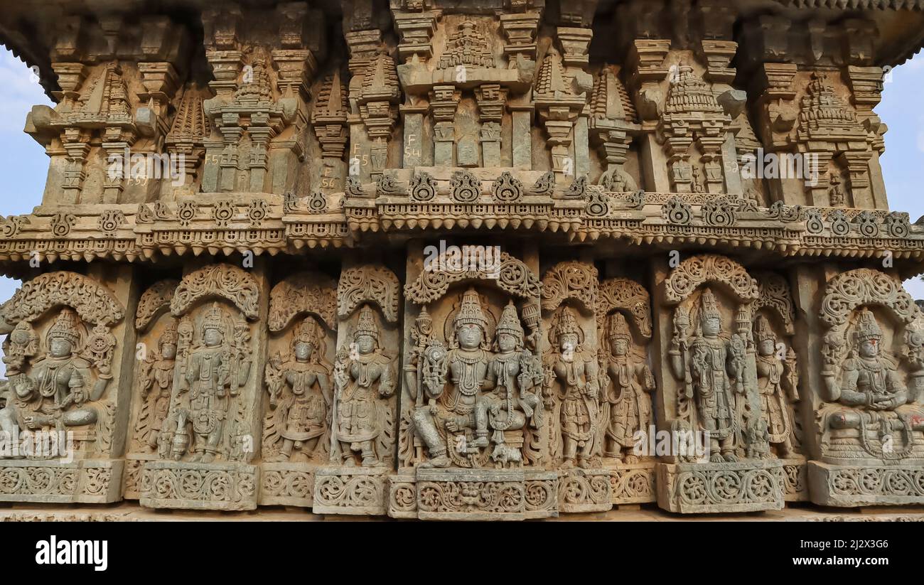 Sculptures of indian Gods Vishnu, Lord Varun on the wall of ...