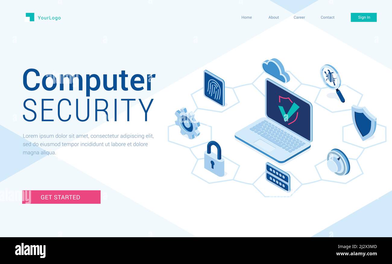 Computer security banner. Concept of safety internet technology, data ...
