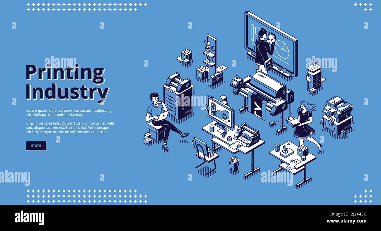 Printing industry banner. Typography business, polygraphy service ...