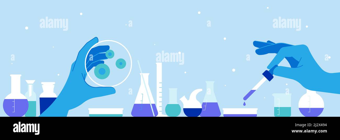 Equipment for chemical laboratory. Researcher holding a laboratory ...