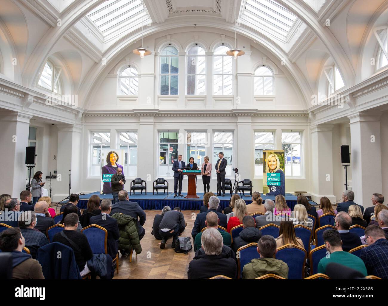 (left to right) Conor Murphy, Sinn Fein Leader Mary Lou McDonald, Sinn ...