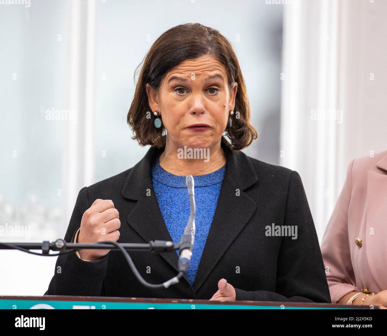 Sinn Fein Leader Mary Lou McDonald speaks during the Sinn Fein Assembly ...