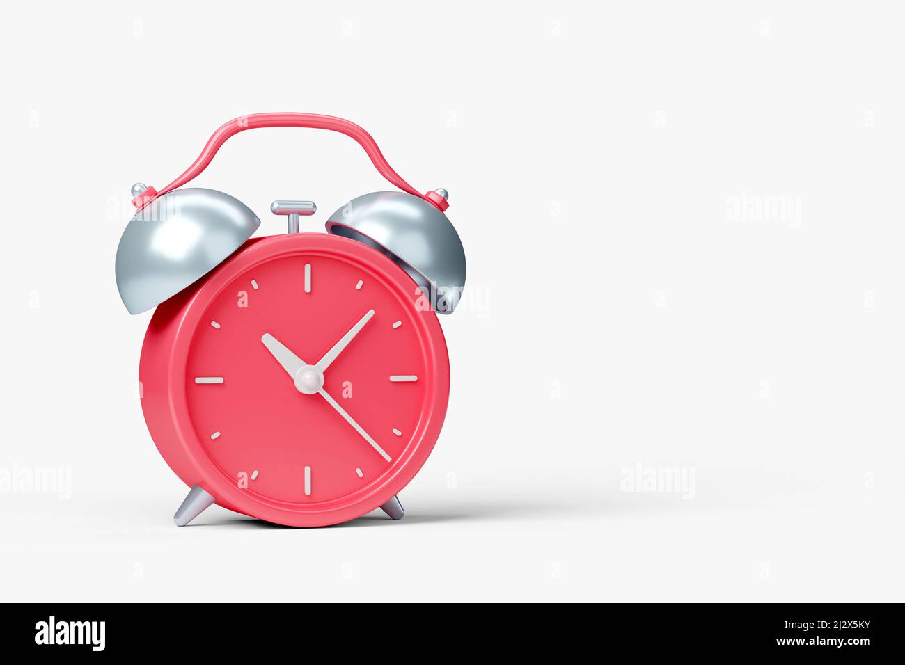 Red Vintage Alarm Clock Isolated On White Background Retro Design