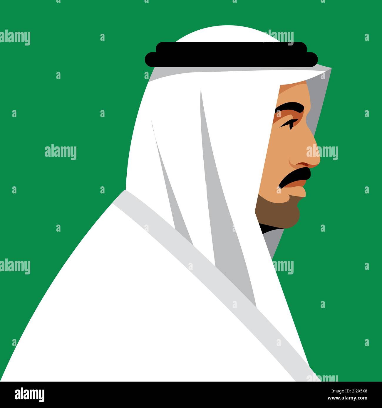 Arab business man wearing UAE traditional dress. Elderly man with beard ...