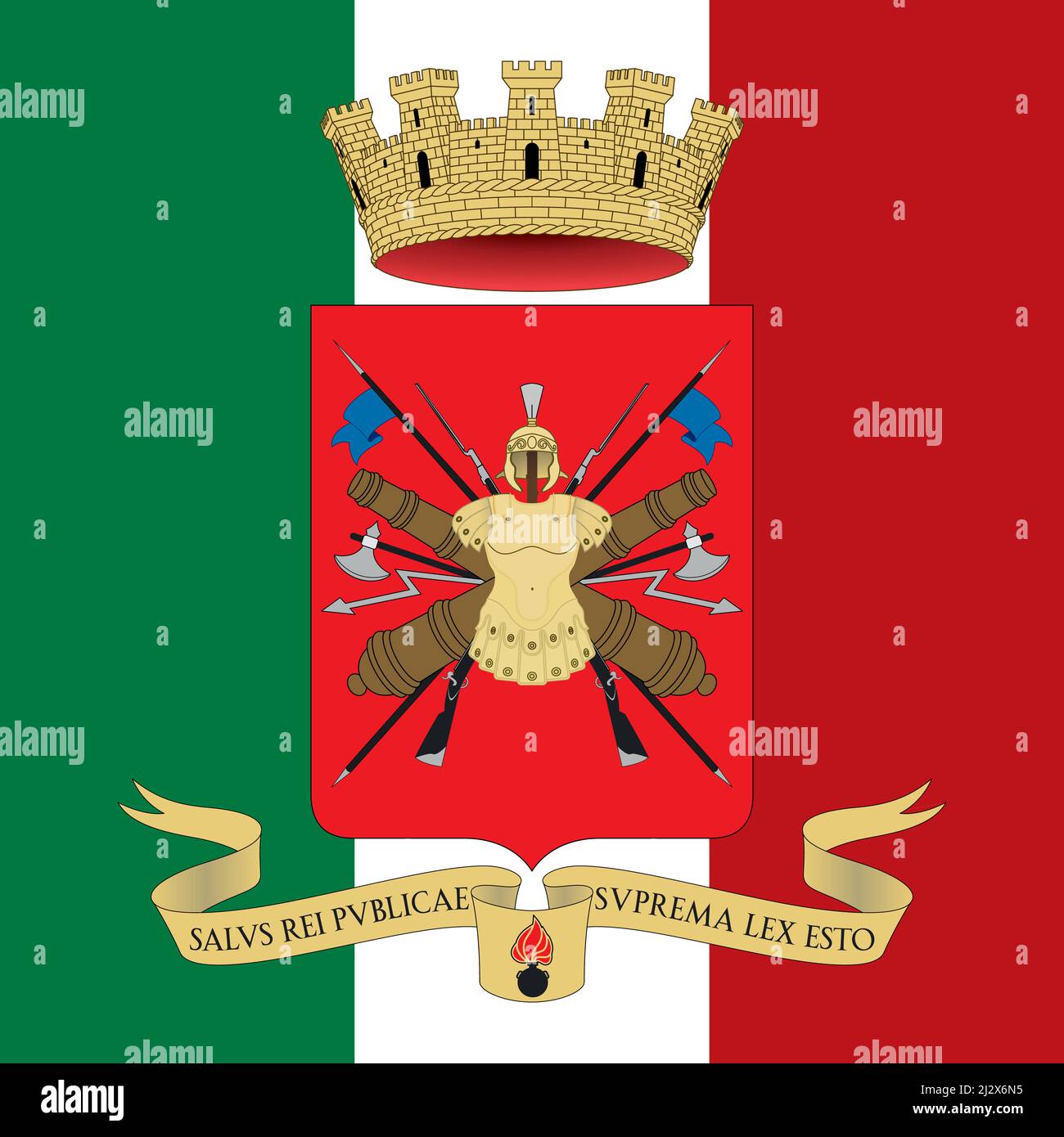 Italian Army official coat of arms on the flag, Italy, vector ...