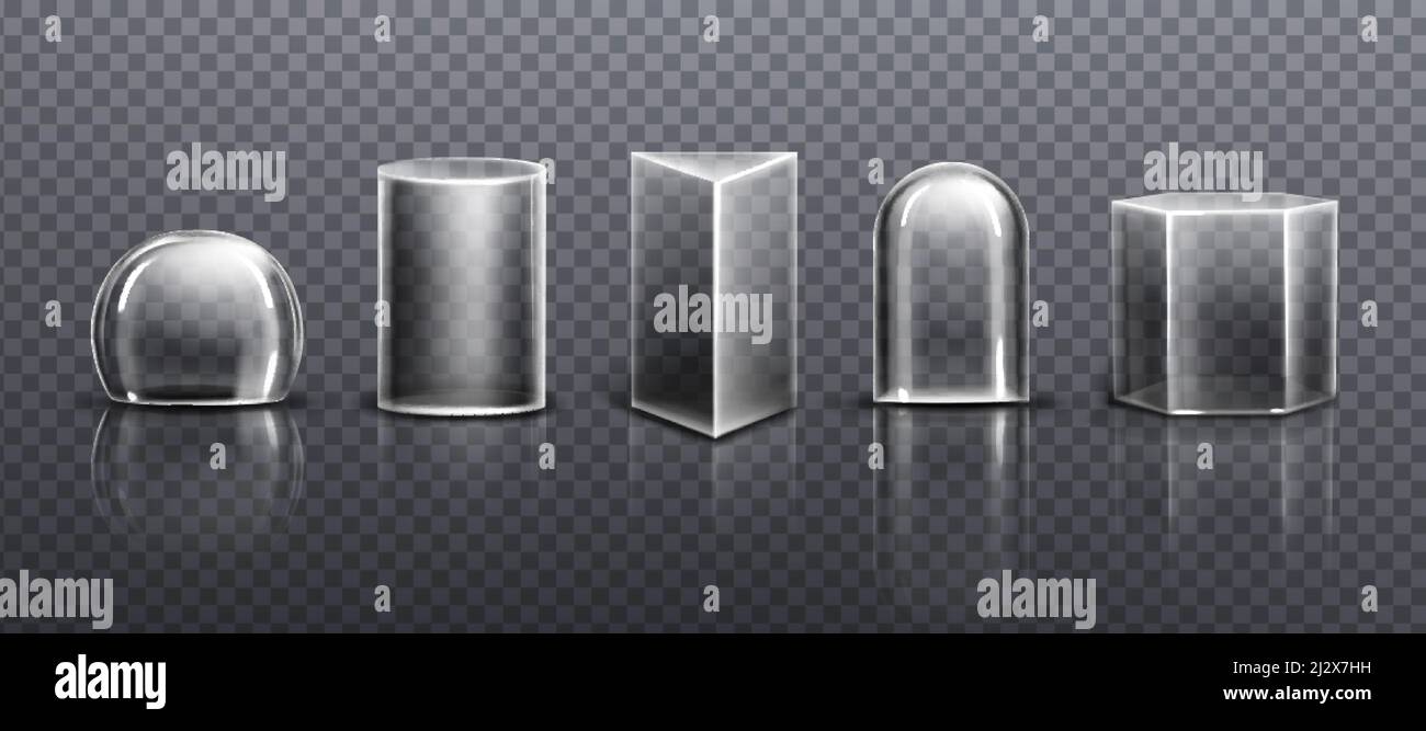 Glass or clear plastic domes different shapes isolated on transparent ...