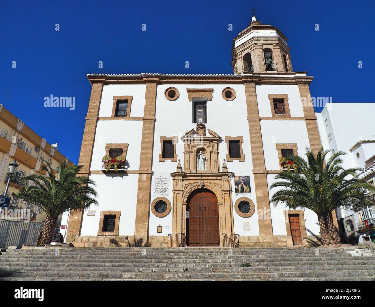A shot of the Church of Our Lady of Mercy on a sunny day in Ronda ...