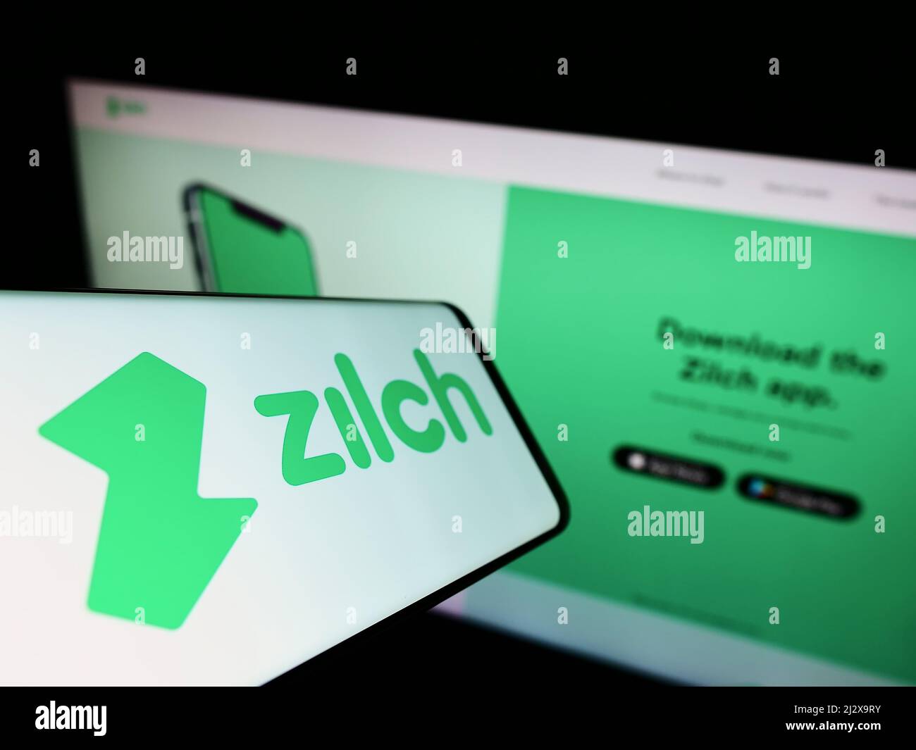 Mobile phone with logo of fintech Zilch Technology Limited (PayZilch ...