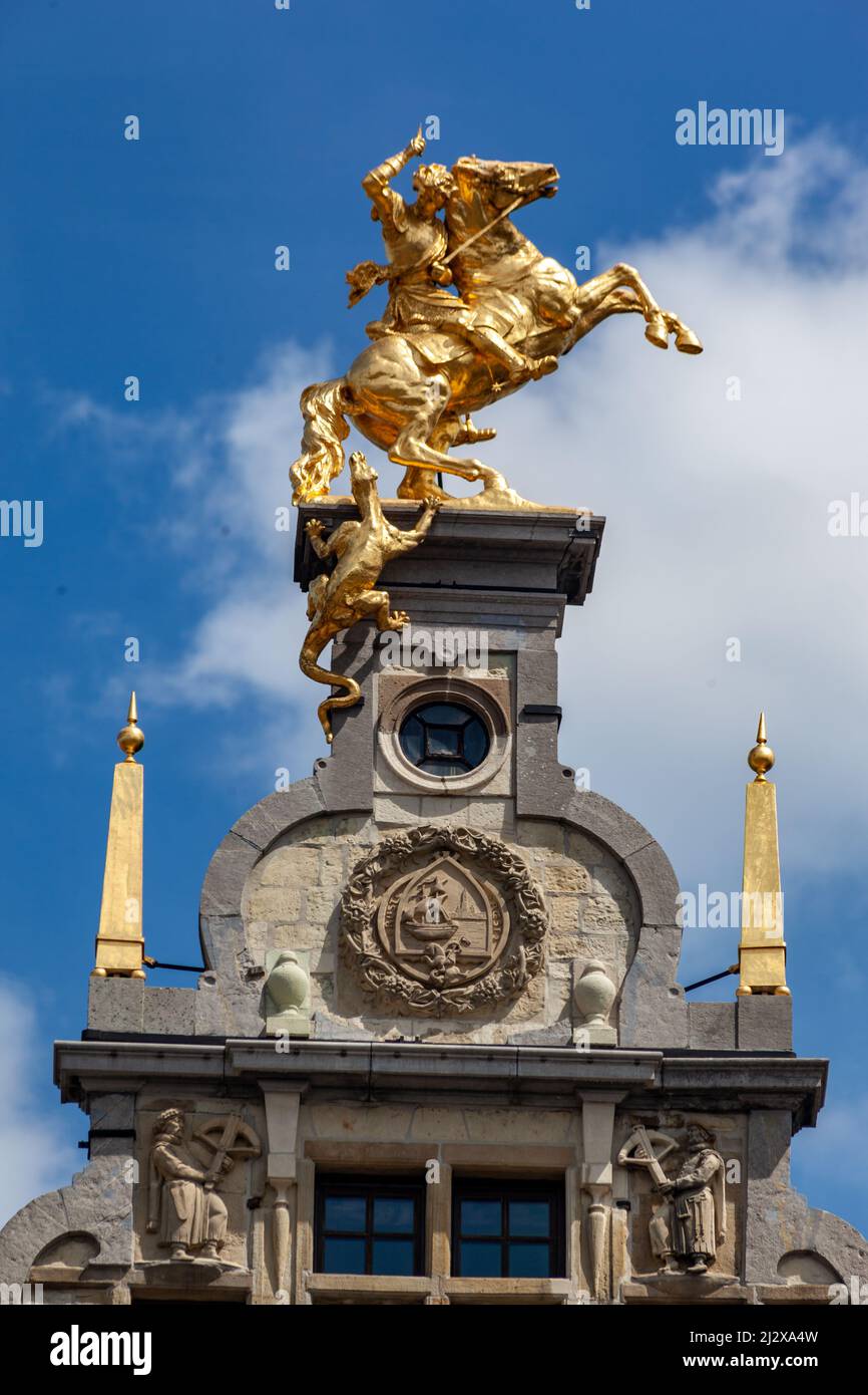 The sculptures on the exterior of the ancient historical building of ...