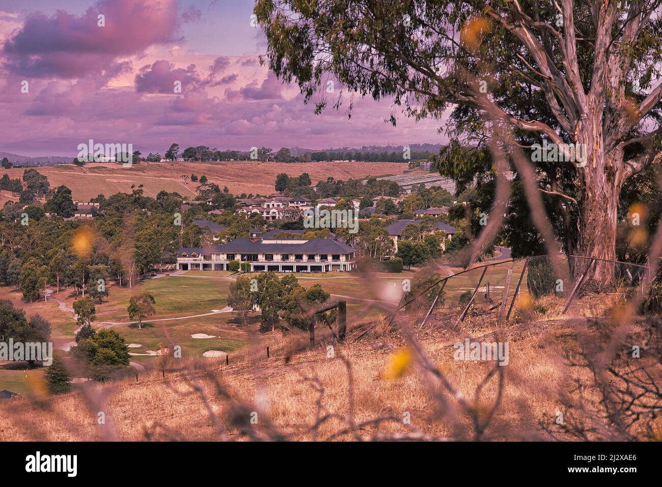 An aerial view of a landscape with buildings and trees in Melbourne ...