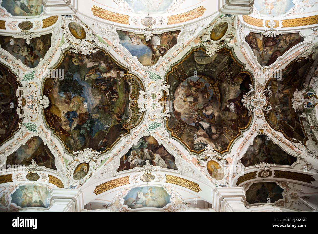 Interior view of St. Martin monastery church, Benedictine Archabbey of ...