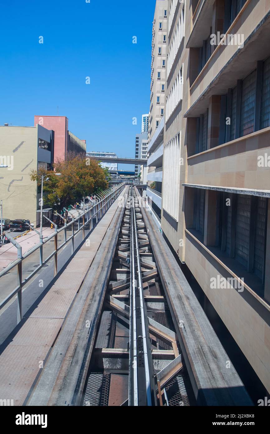 A vertical shot of a metro mover in Miami, United States of America ...