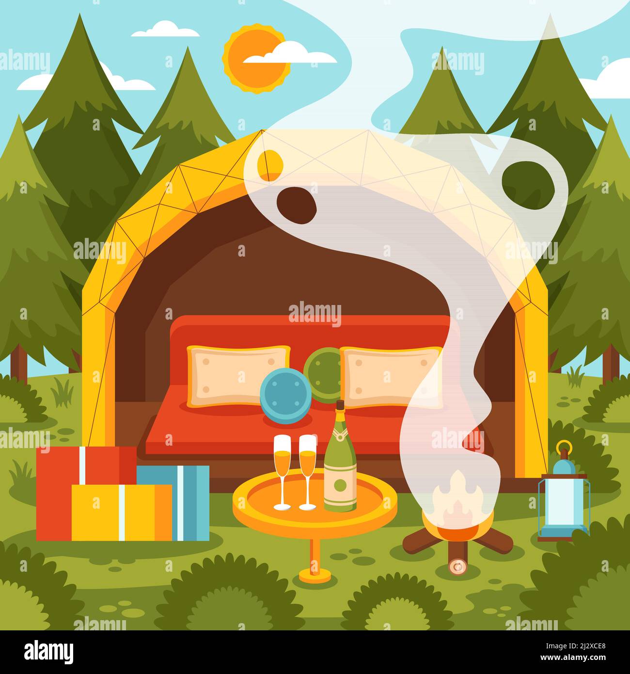 Flat design glamping illustration Vector illustration Stock Vector ...