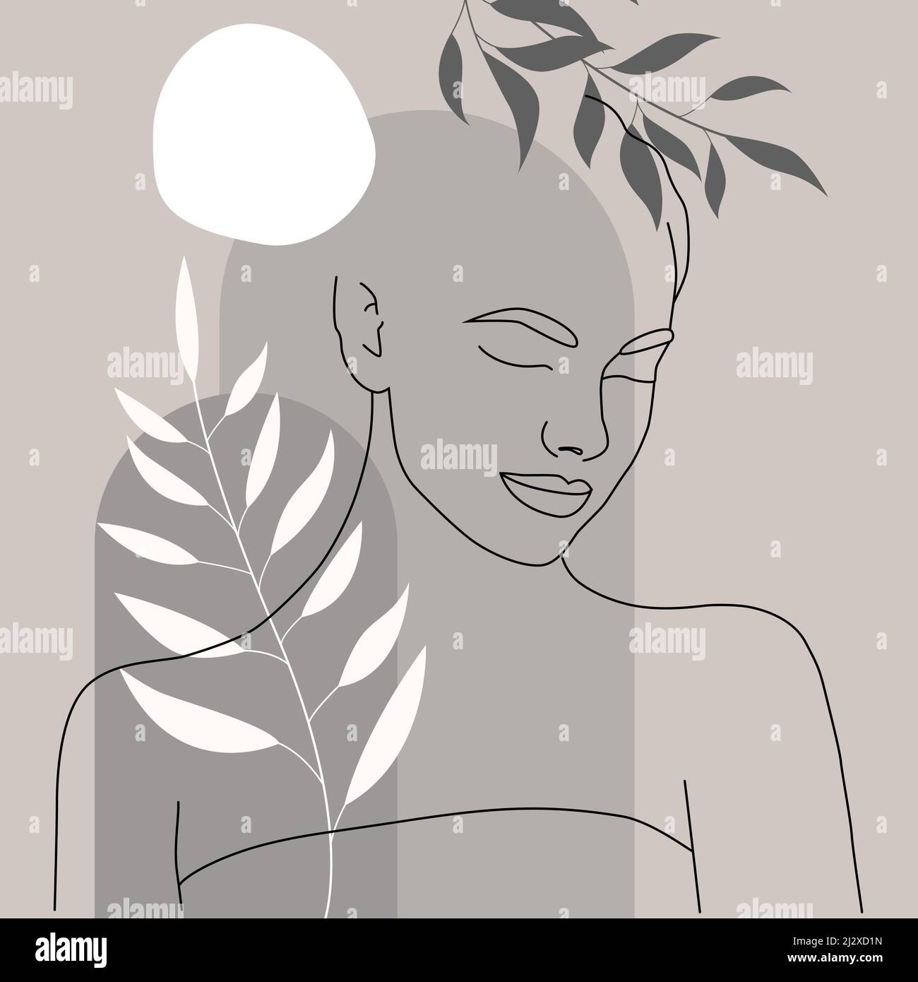 Vector portrait in a minimalist style. Portrait of a woman. Hand-drawn ...