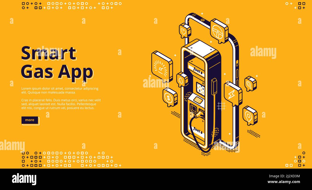 Smart gas app banner. Digital service for control of fuel in car ...
