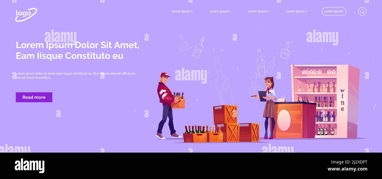 Goods delivery, distribution cartoon landing page. Woman customer ...