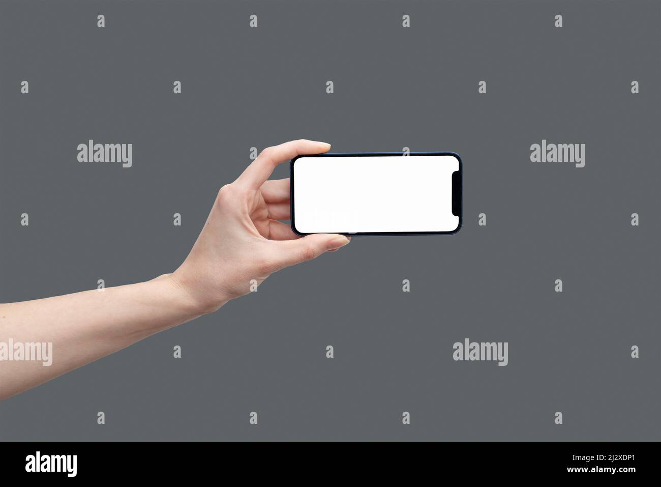 Hand holds blank mobile phone Stock Photo - Alamy