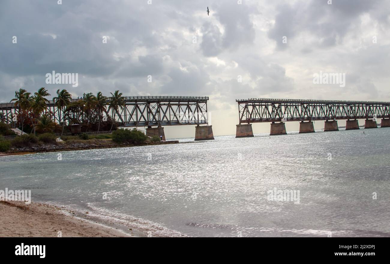 A beautiful view of the historic Seven Mile bridge, Florida Keys Stock ...