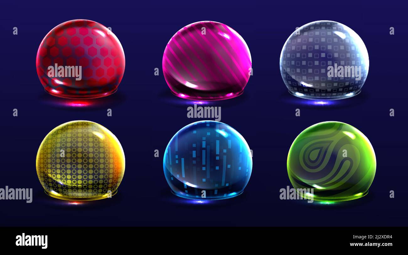 Force shield bubbles, energy glowing spheres or defense dome fields ...