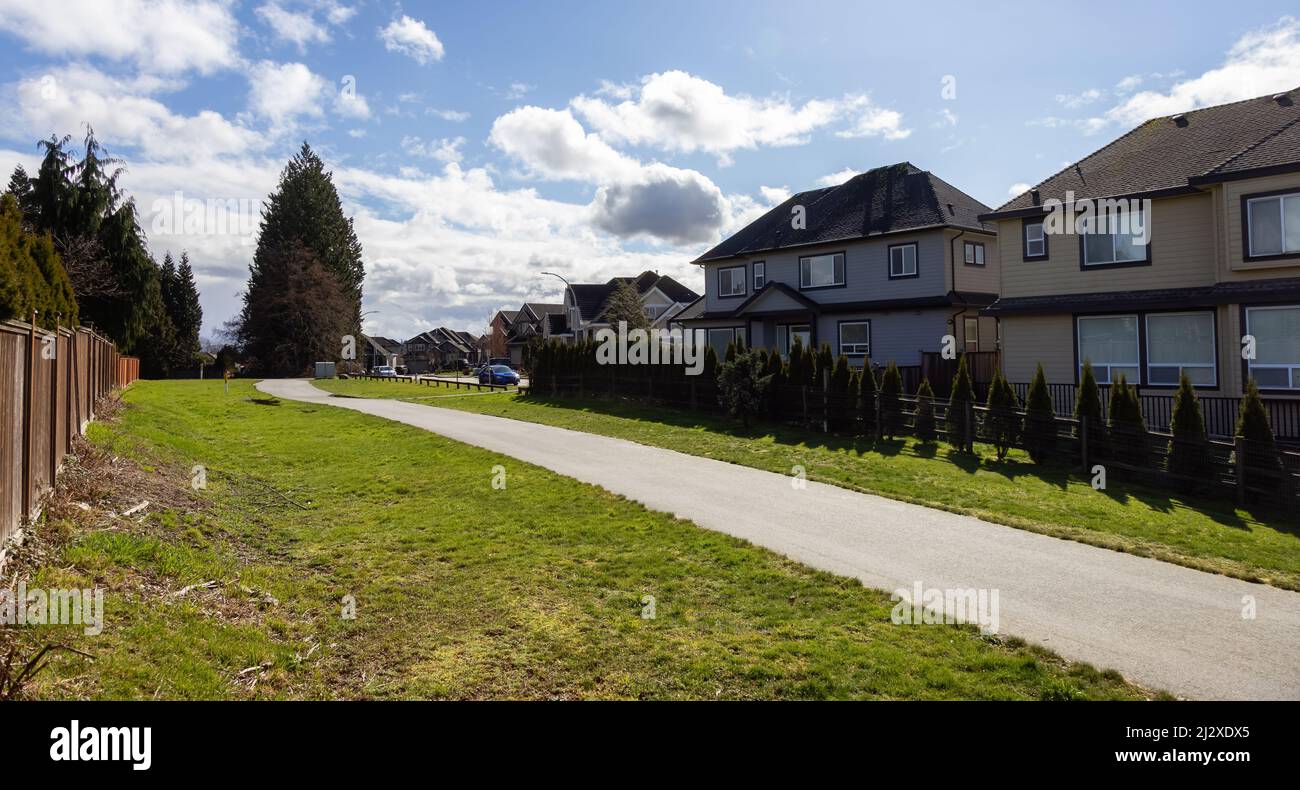 Scenic Path in a Residential Residential neighborhood in Modern City ...