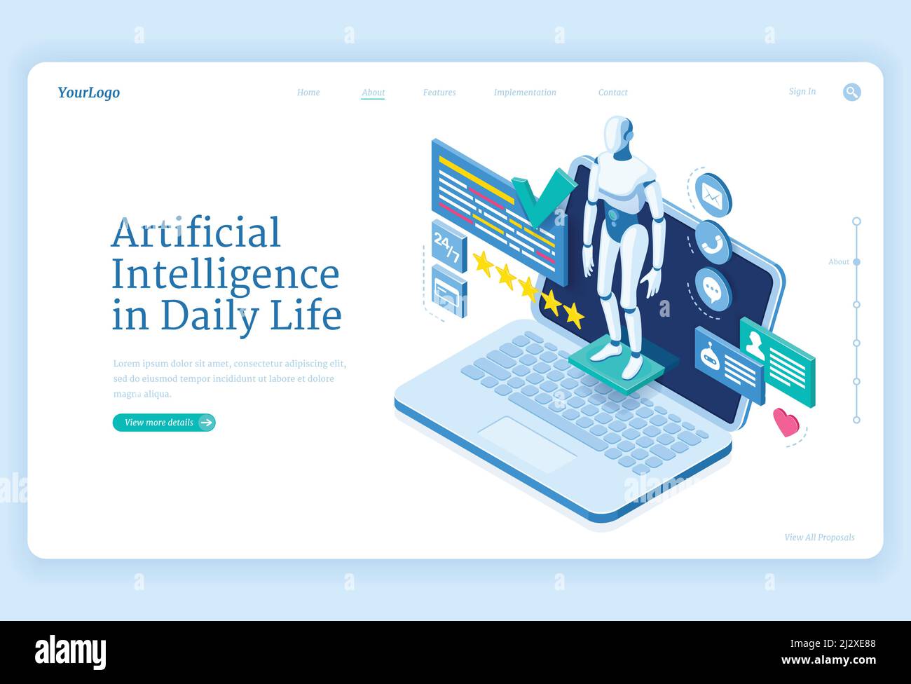 Artificial intelligence in daily life banner. Chat bot, digital ...