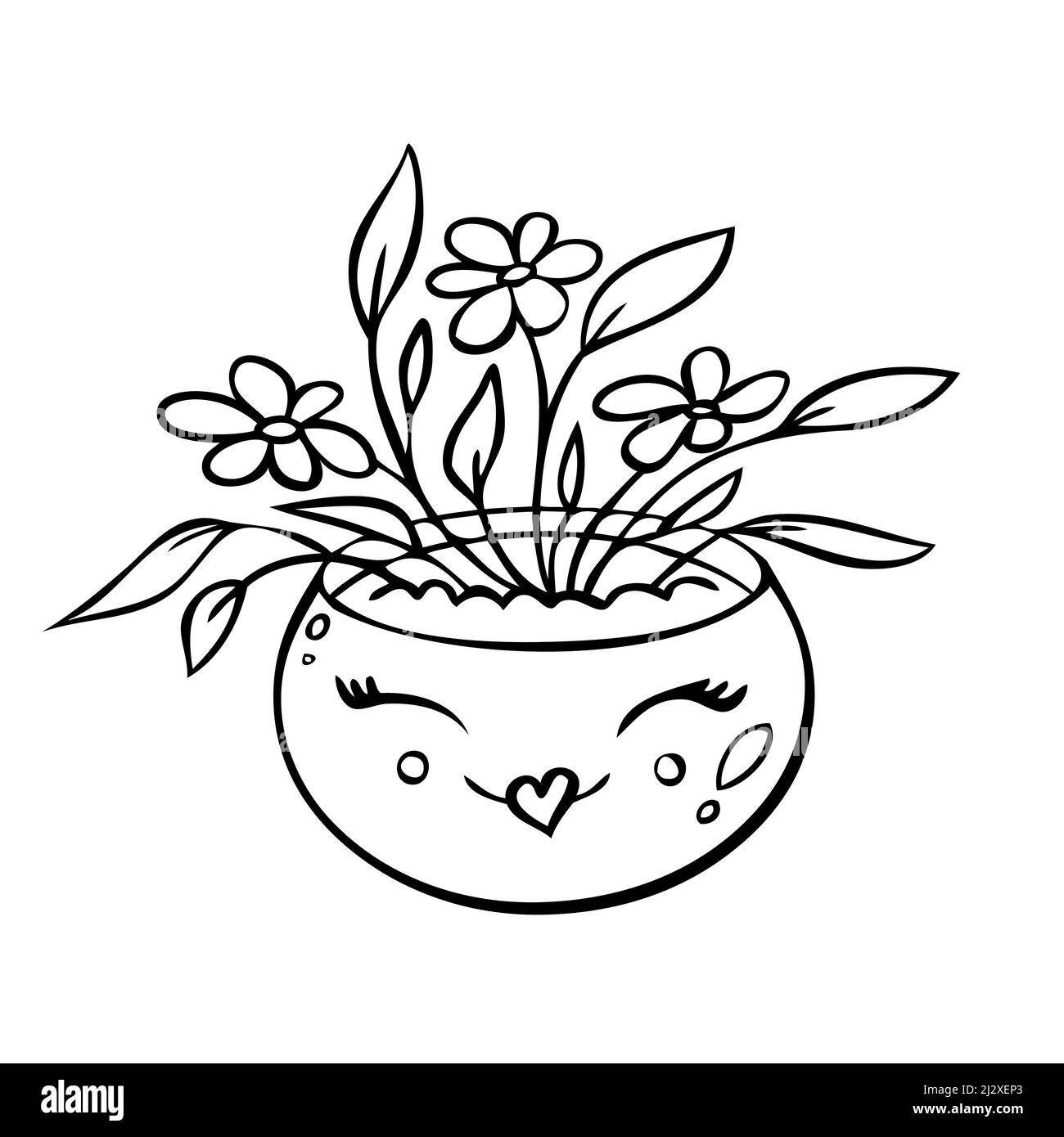Cute Plant In A Flower Pot Vector Illustration Of Indoor Plants Stock