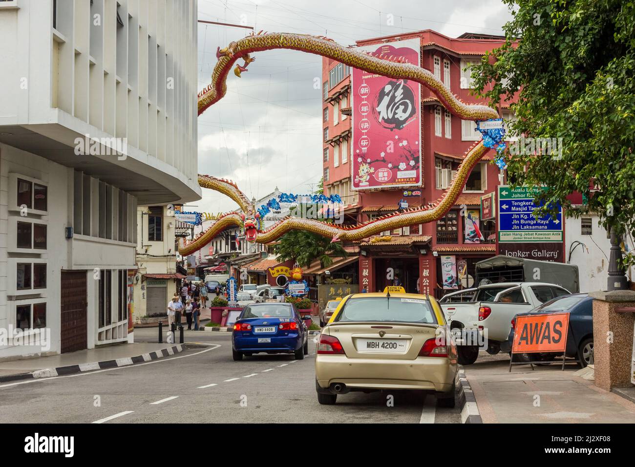Melaka, Malaysia - October 2012: The iconic Jonker Street decorated ...