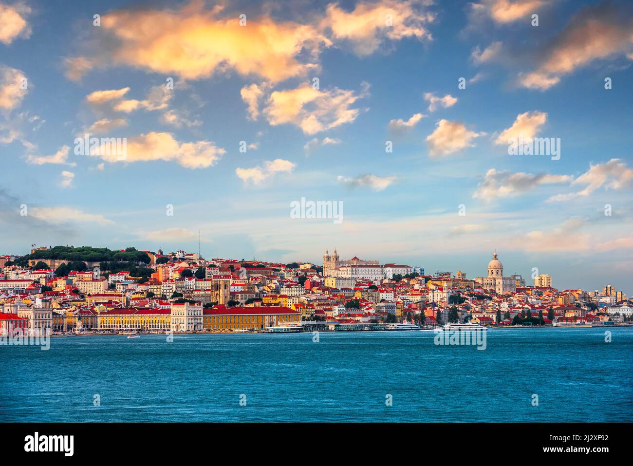 Lisbon, Portugal skyline on the Tagus River at dusk Stock Photo - Alamy