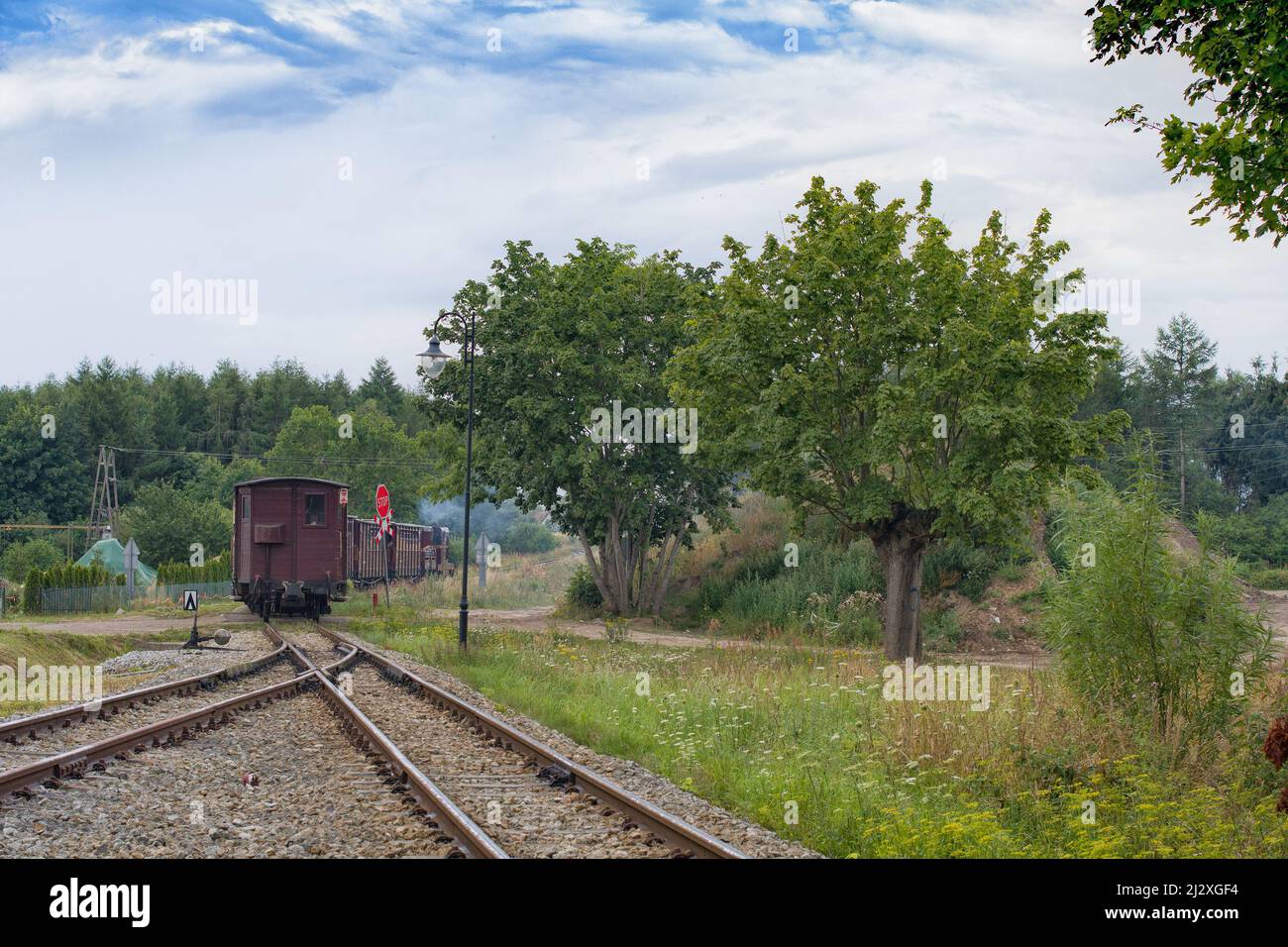 Rewal, Poland, June 2020 Old diesel narrow gauge train departing ...