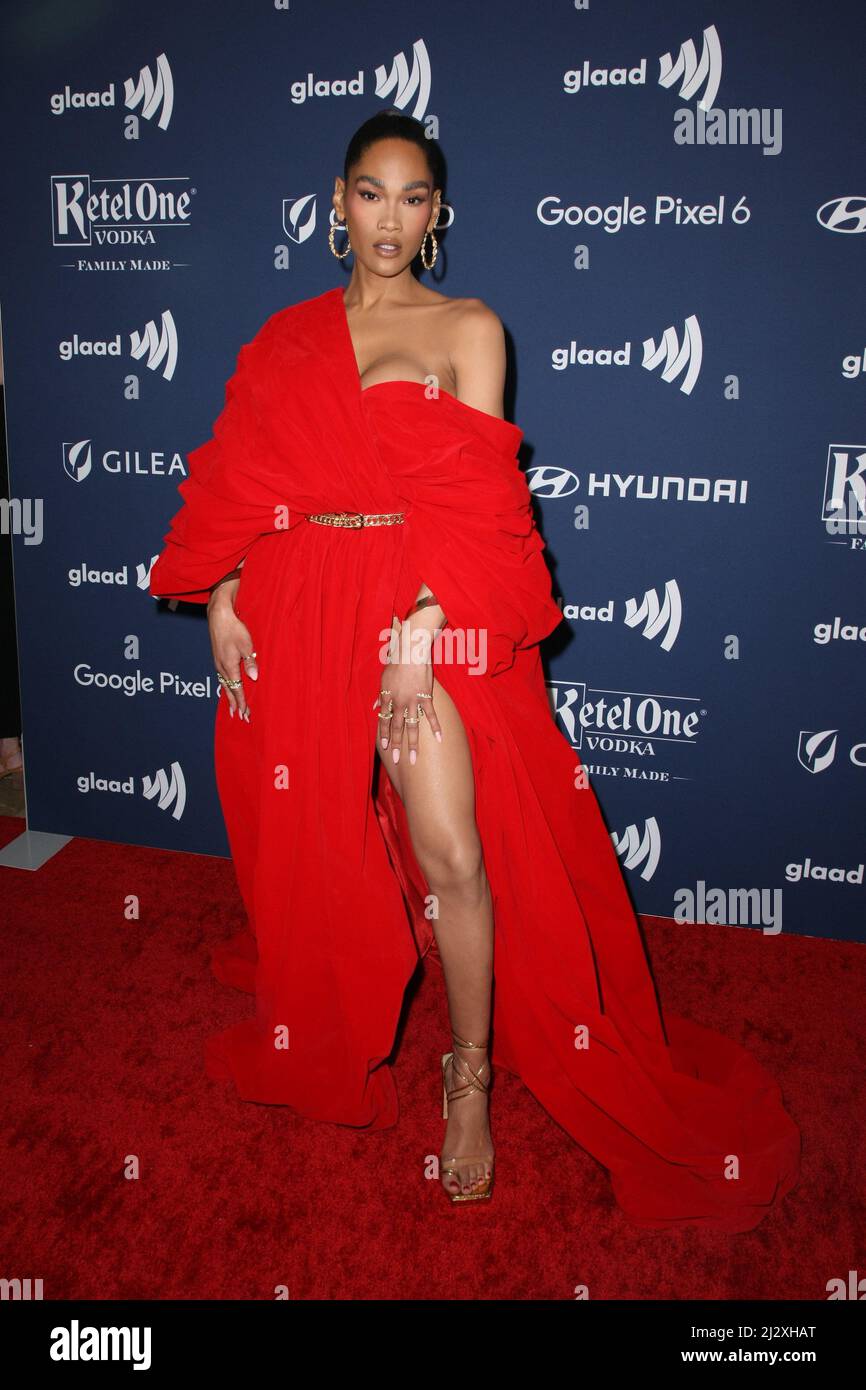 Ava Grey attends the 33rd Annual GLAAD Media Awards on April 02, 2022 ...