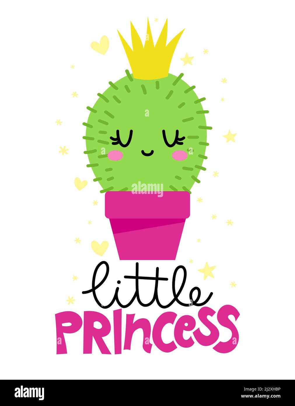 Little Princess - Cute hand drawn cactus print with inspirational funny ...