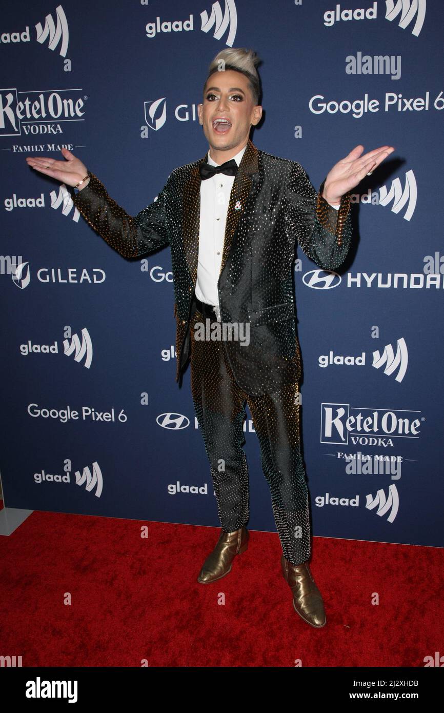 Frankie Grande attends the 33rd Annual GLAAD Media Awards on April 02, 2022 in Beverly Hills ...
