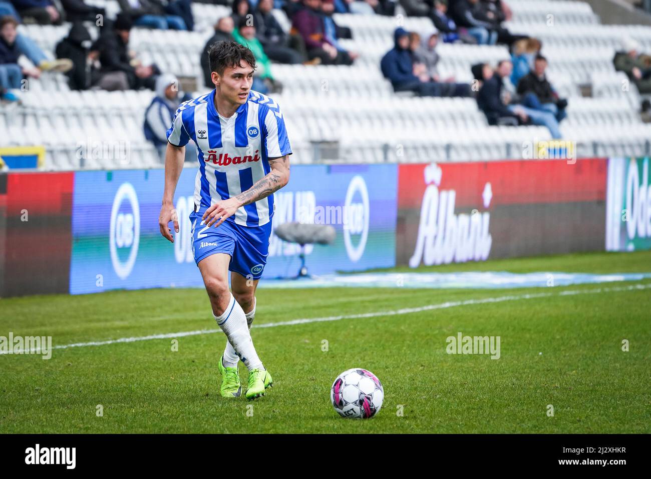 Odense, Denmark. 03rd, April 2022. Nicholas Mickelson (2) of OB seen ...